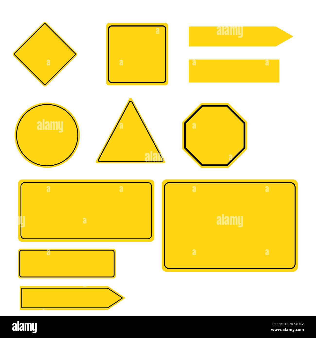 Collection of yellow road signs on white background. Yellow Roadsigns ...