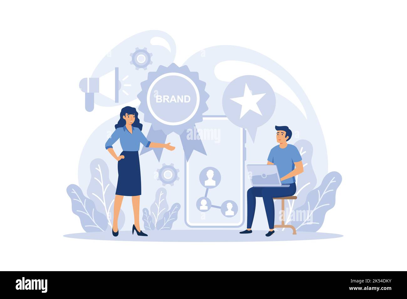 Brand management concept set. Unique design of a company creation and ...