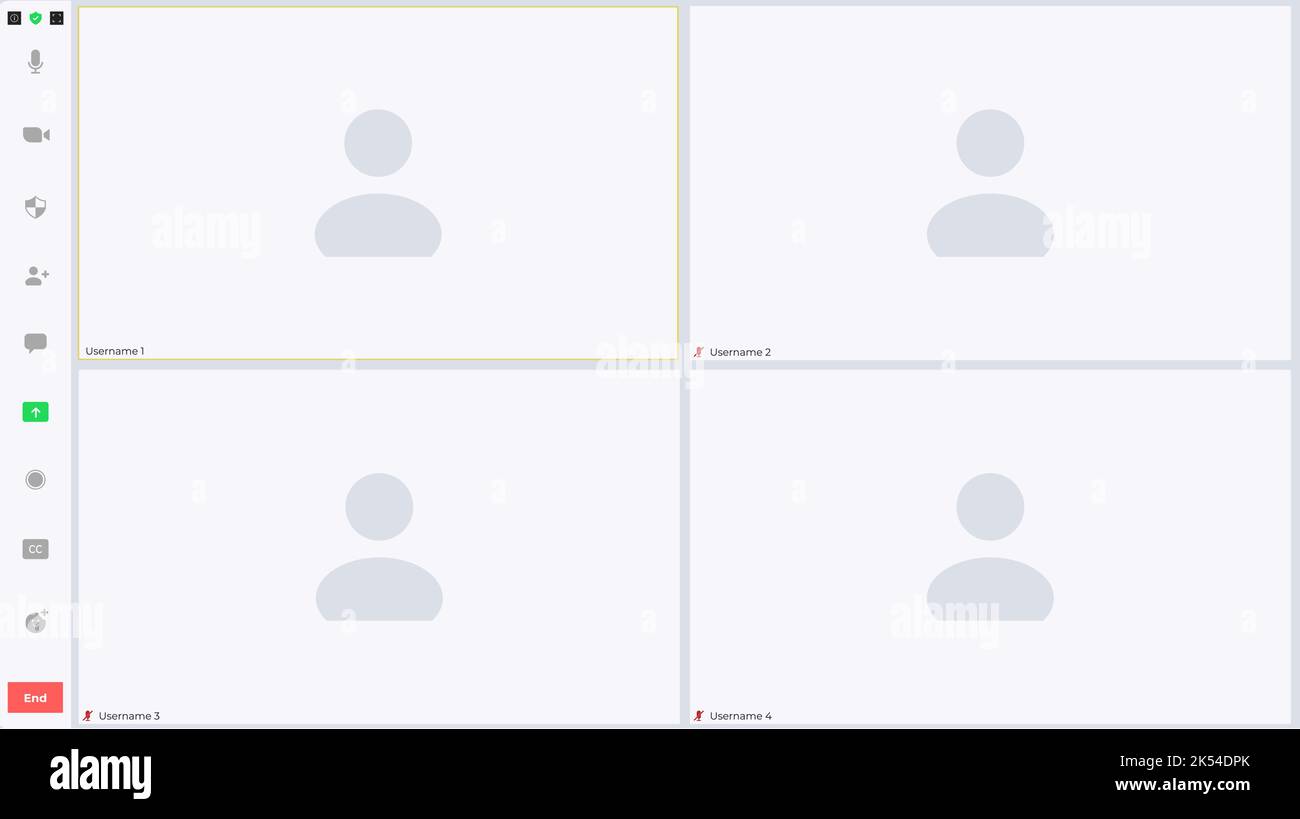 Video call zoom screen with picture and with only audio. Web interface ...