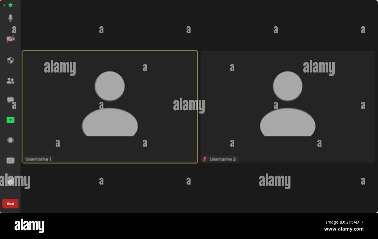 Online video call interface template with user icon. Online conference ...