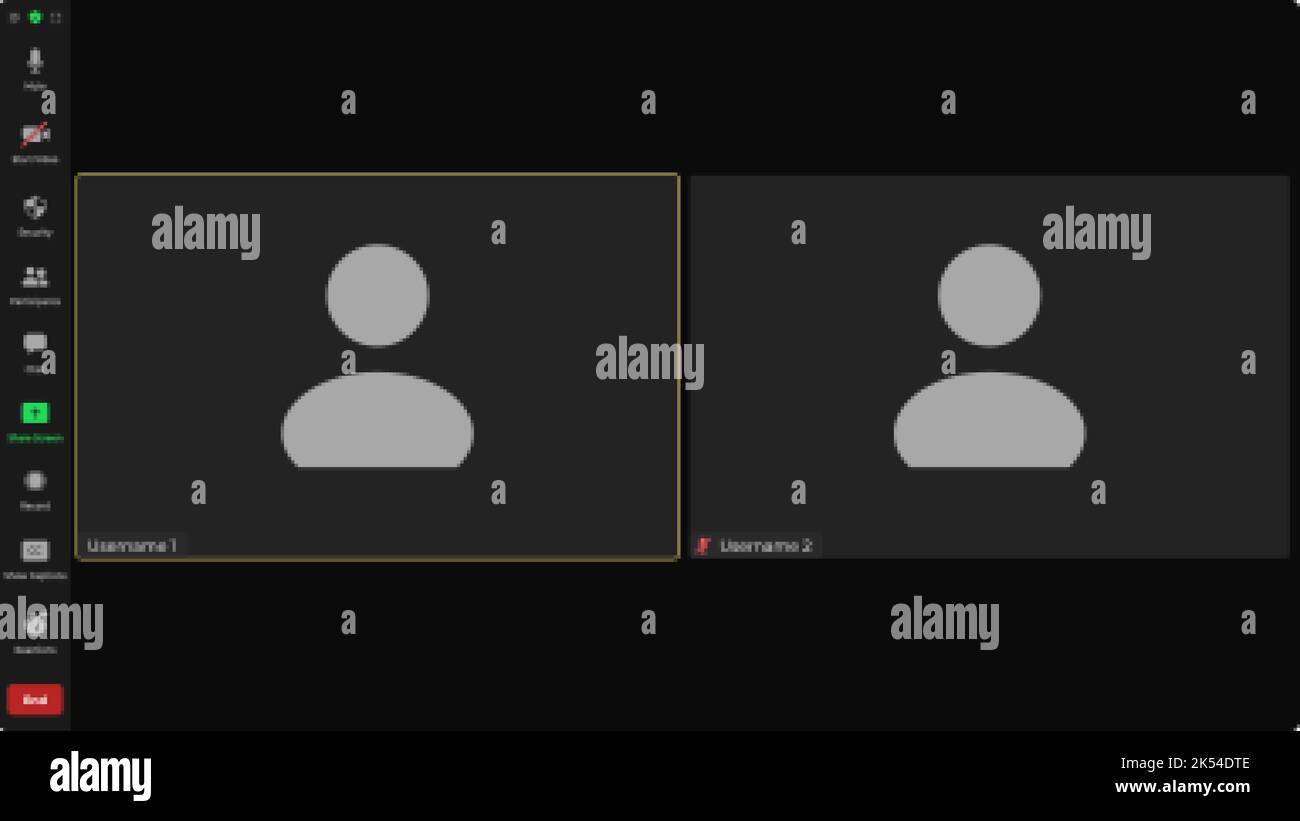Online video call interface template with user icon. User web video call window. User web video ...