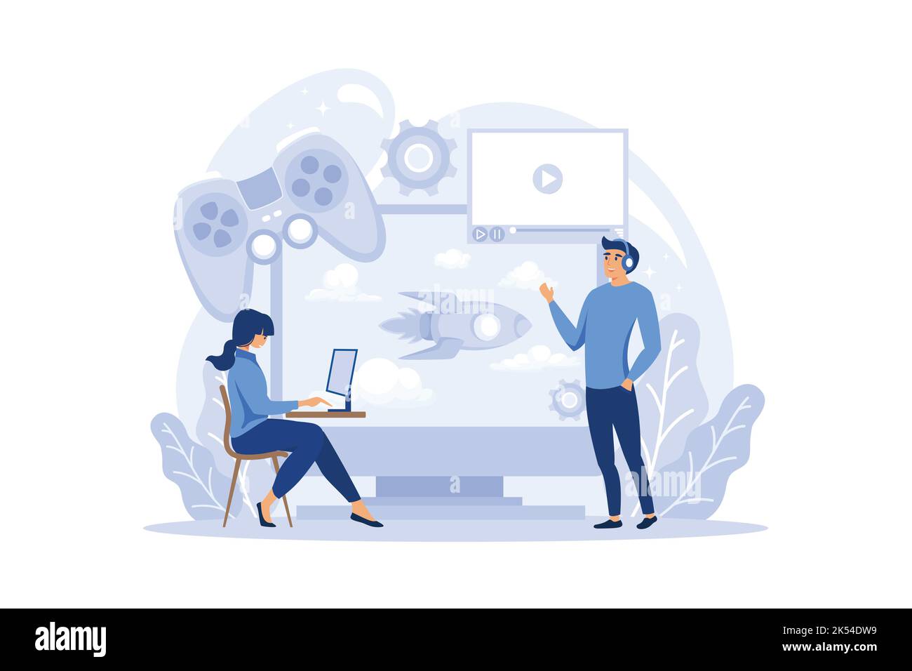 Game Development Concept. Creative Process Of A Computer Video Game 