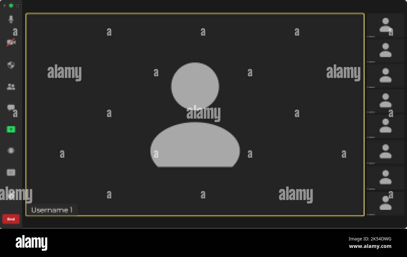 Online video call interface template with user icon. Video calls window overlay. User web video ...