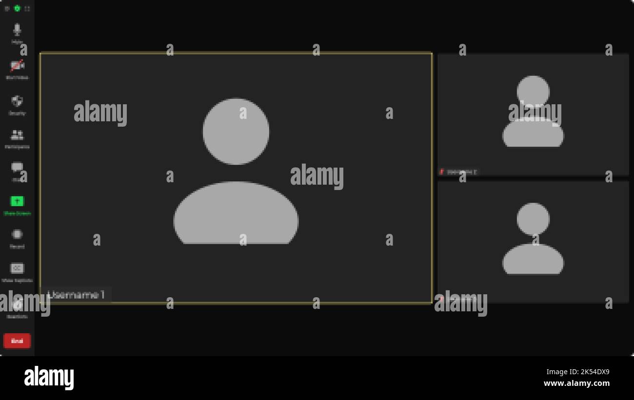 Online video call interface template with user icon. Online conference ...