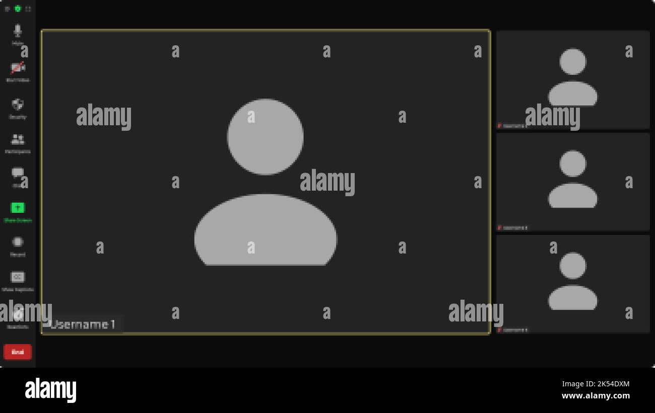 Online video call interface template with user icon. Application for ...