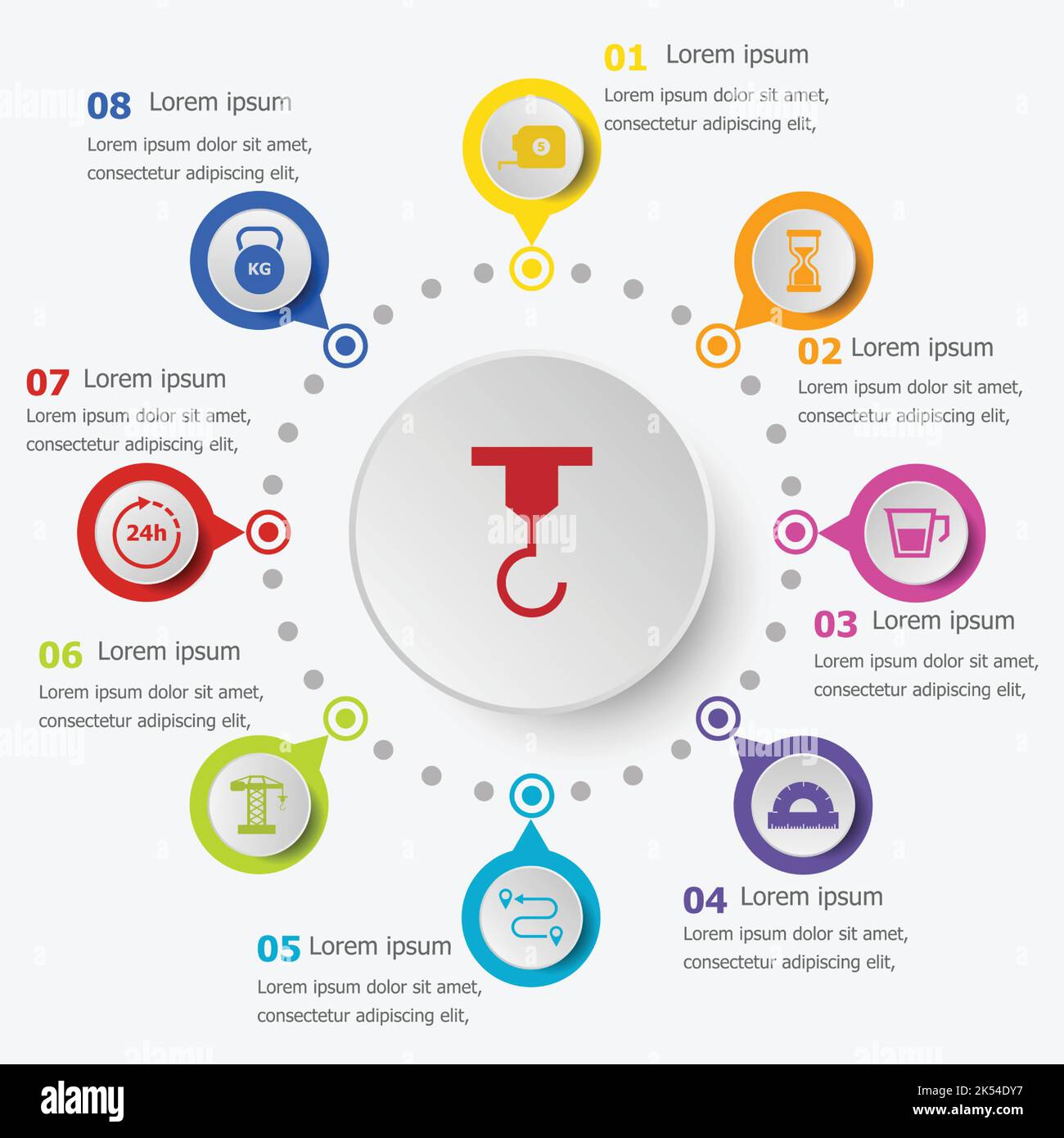 Infographic template with measuring icons, stock vector Stock Vector ...