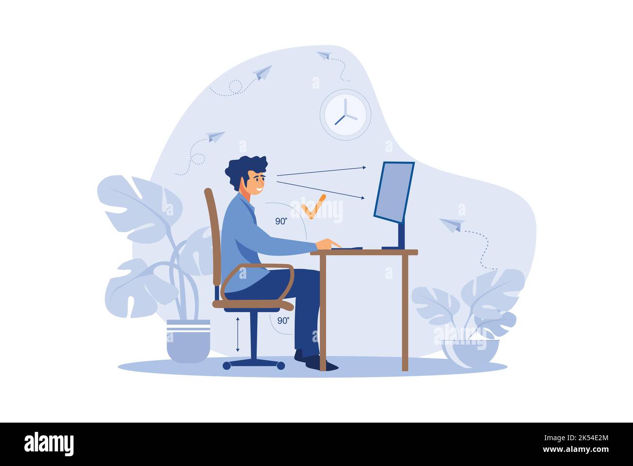 Instruction for correct pose during office work flat vector ... Instruction for correct pose during office work flat vector ...