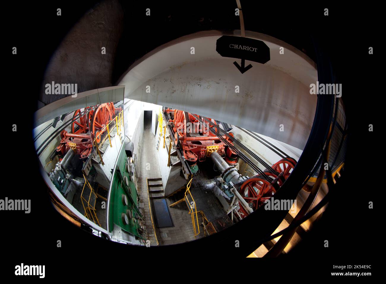 Detail of the machinery iused for the elevators nside the Eiffel tower ...