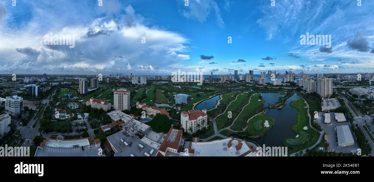 Aerial View of Aventura Mall and golf course near Sunny Isles, Miami ...