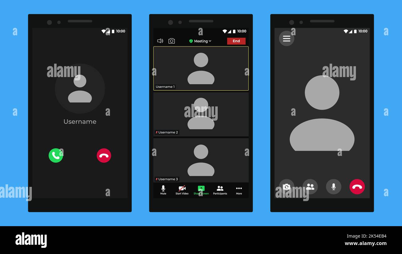 Template video conference user interface. User web video call window. User web video call window ...