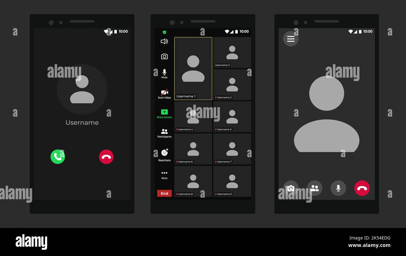 Template video conference user interface. Application for social communication. Zoom Interface ...