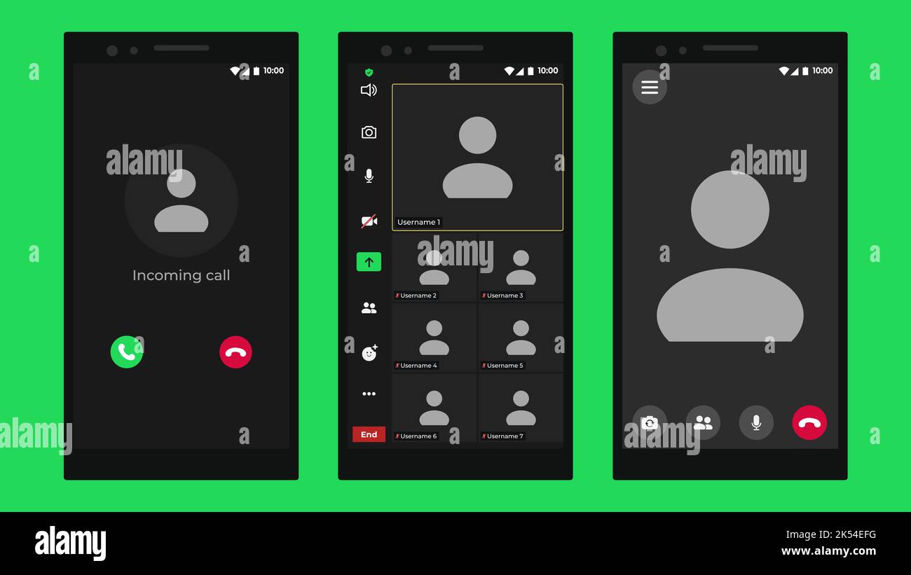 Video conferencing user interface. Video calls window overlay. Video ...
