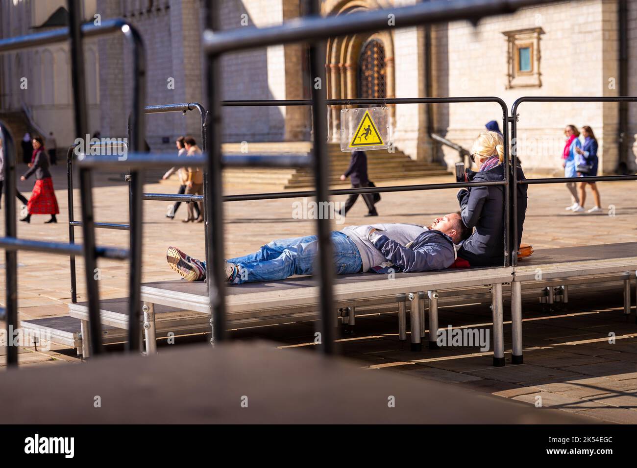 Moscow, Russia - September 22, 2017: People enjoying outdoor activities ...
