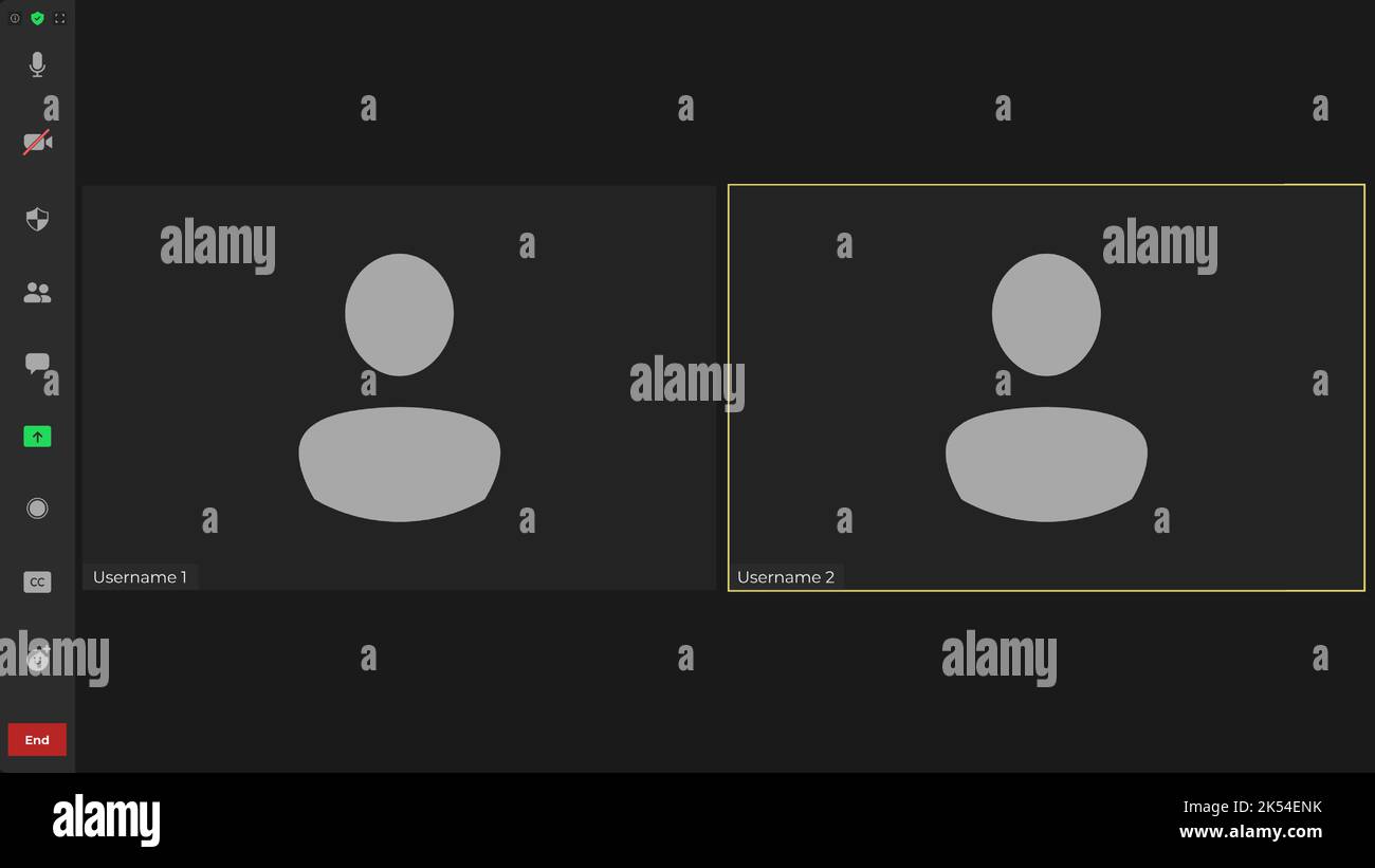 Online video call interface template with user icon. Online conference ...