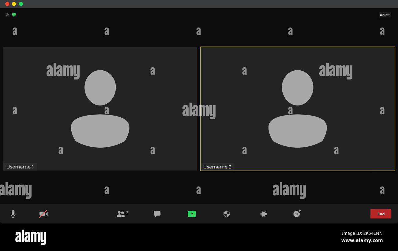 Online video call interface template with user icon. User web video call window. Video ...