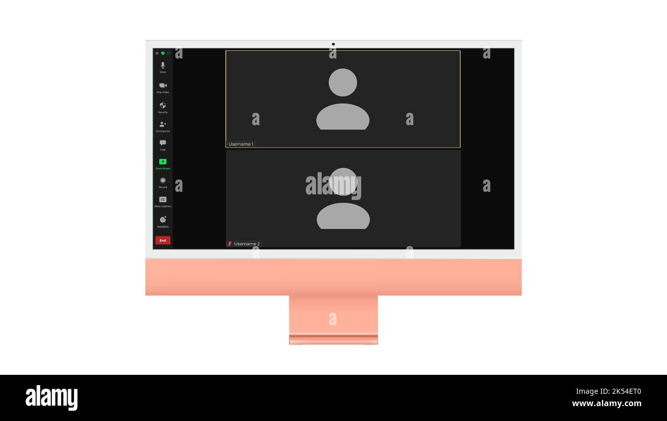 Video conference user interface, Two users. Video conference calls ...