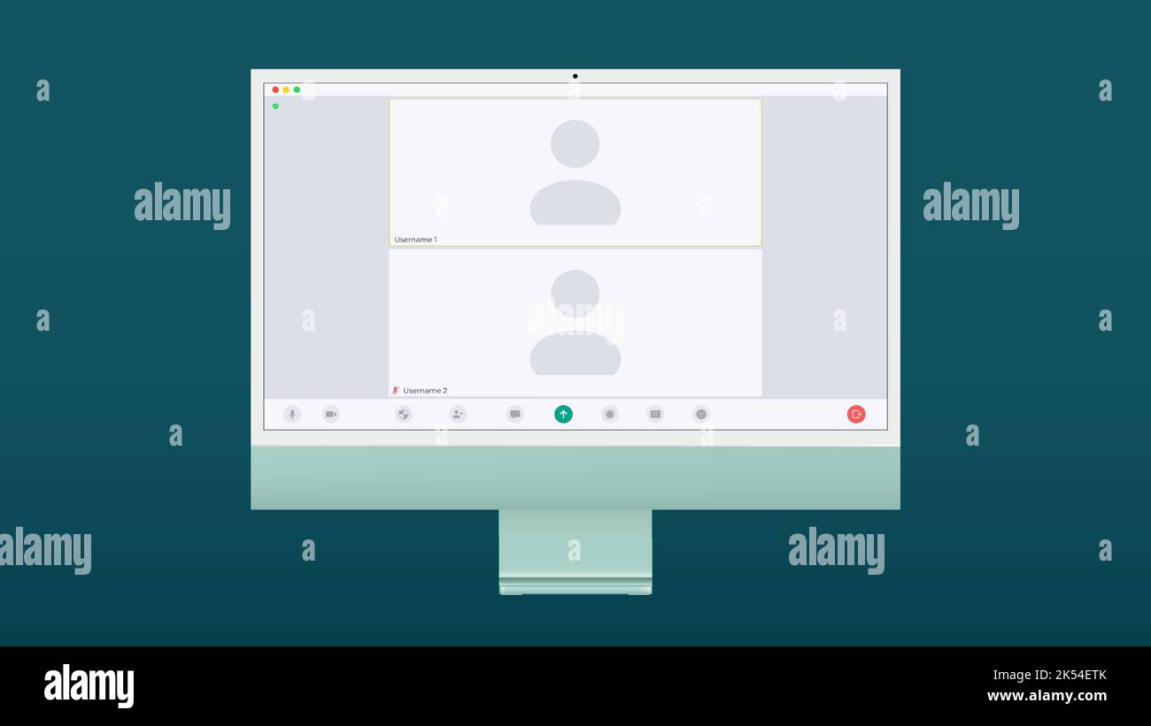 Video conference user interface, two users. Video conference calls ...