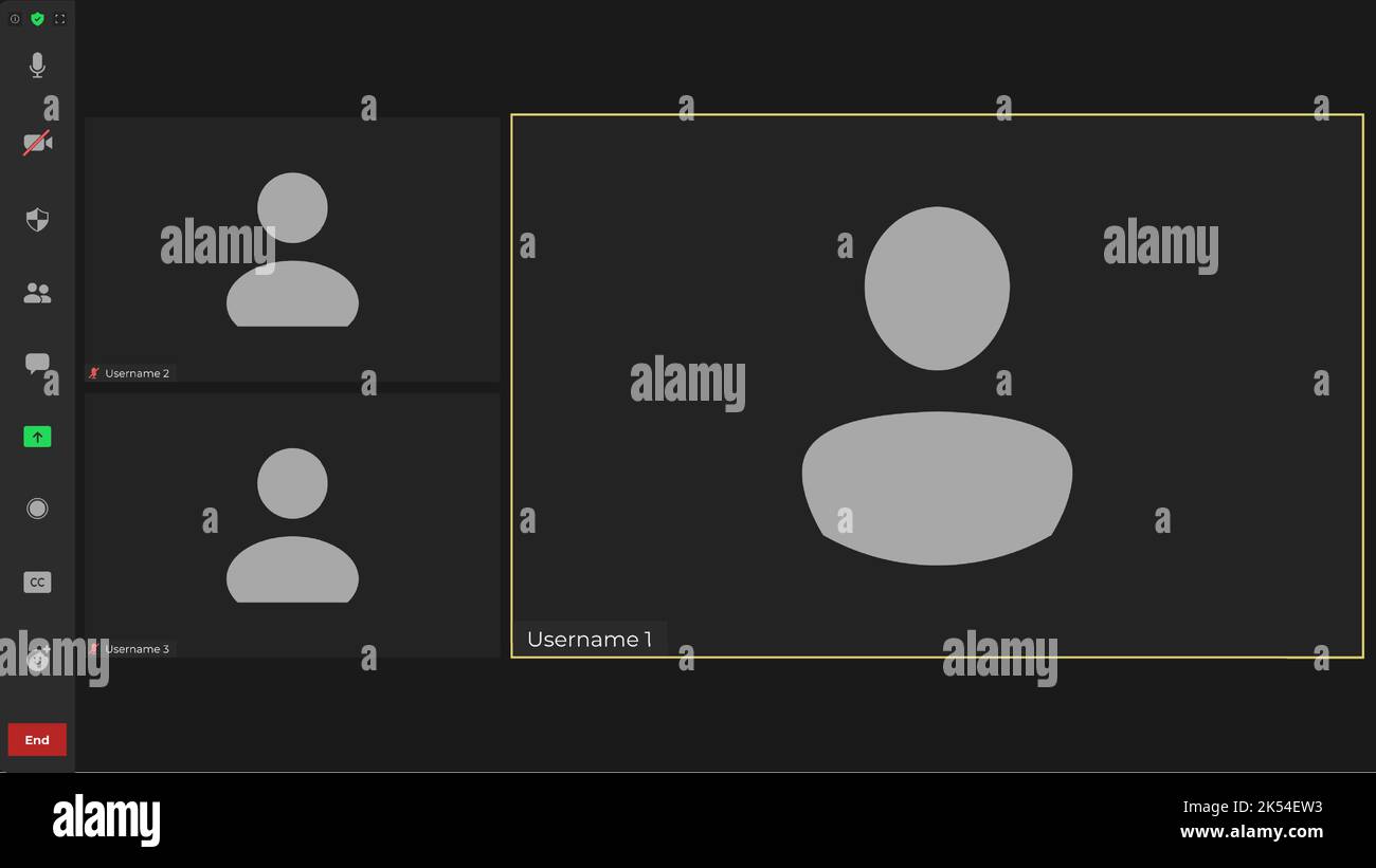 Online video call interface template with user icon. Application for social communication. Call ...