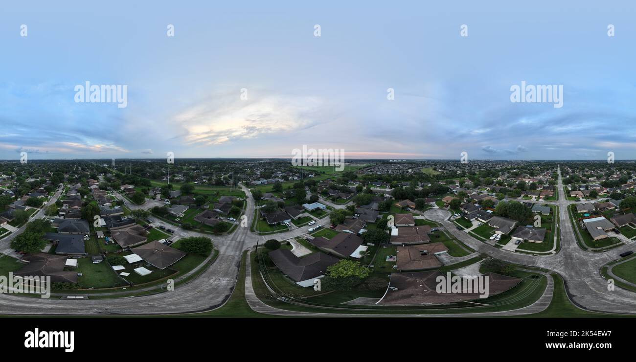 Aerial View of a Sunet over Houston with the city in the background ...