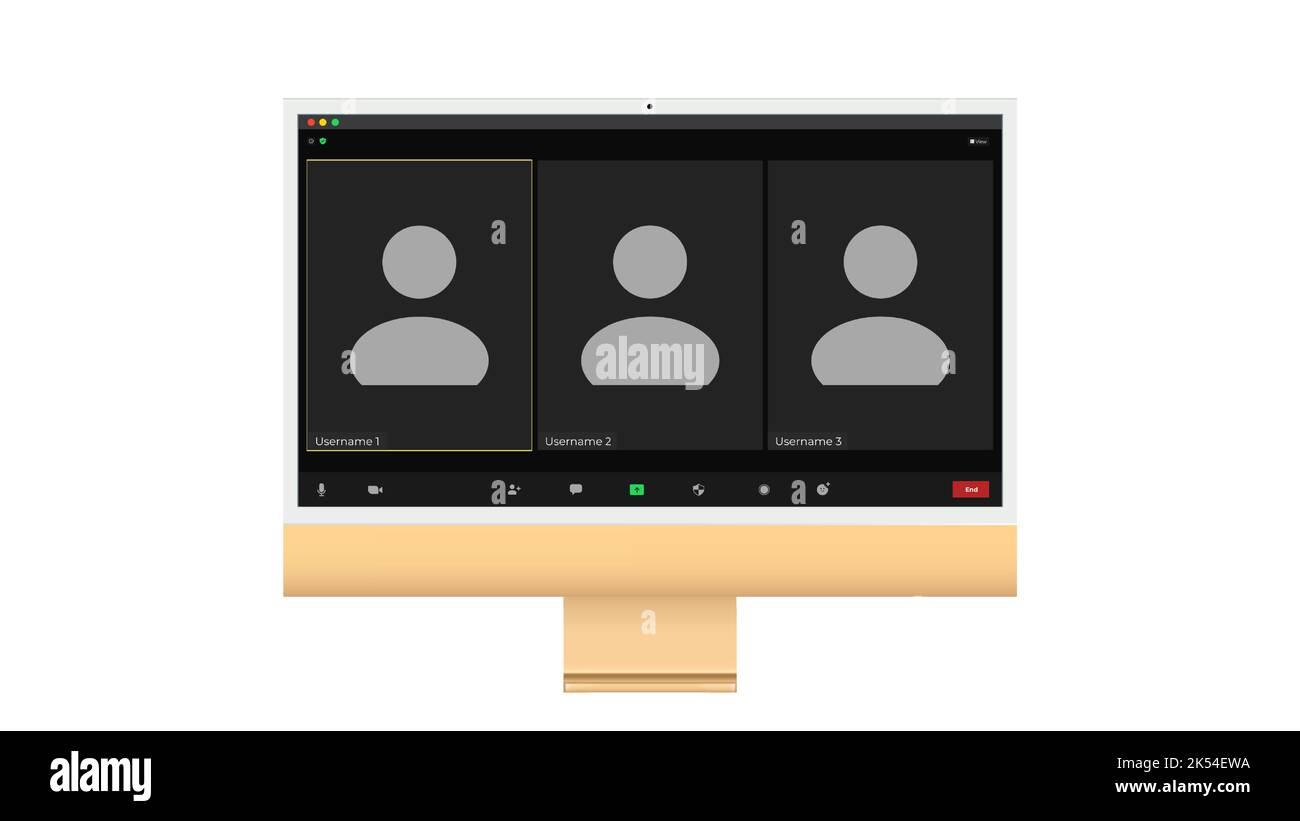 Video conference user interface, Three users. Video conference calls ...