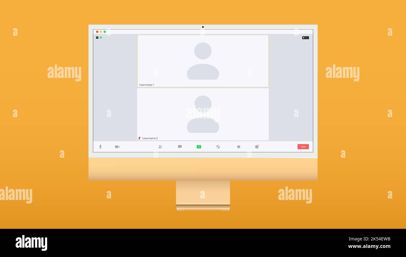 Video conference user interface, two users. Video conference calls ...