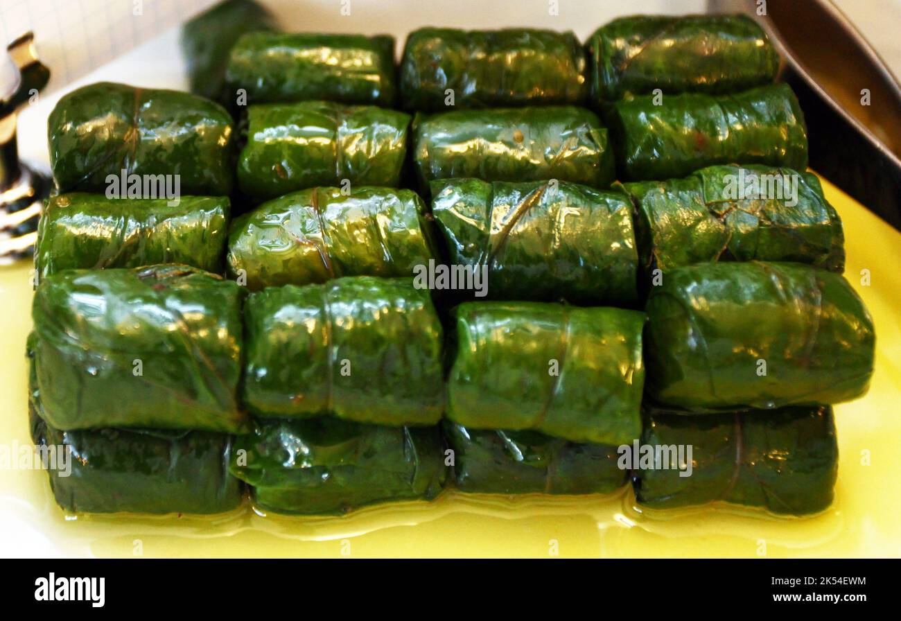 Turkish appetizer food ‘Stuffed Grape Leaves' (Turkish: Yaprak Sarma ...