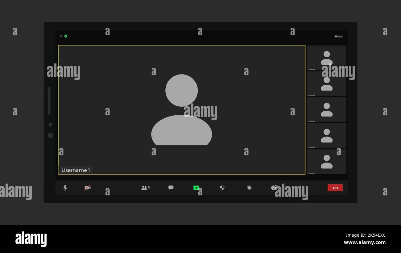 Online video call interface template with user icon. Application for social communication. User ...