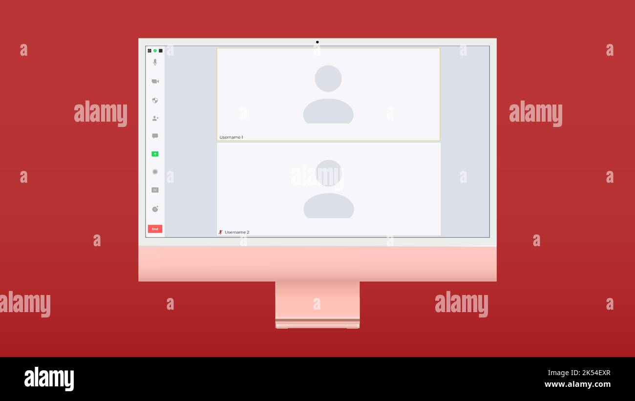 Video conference user interface, two users. Video conference calls ...