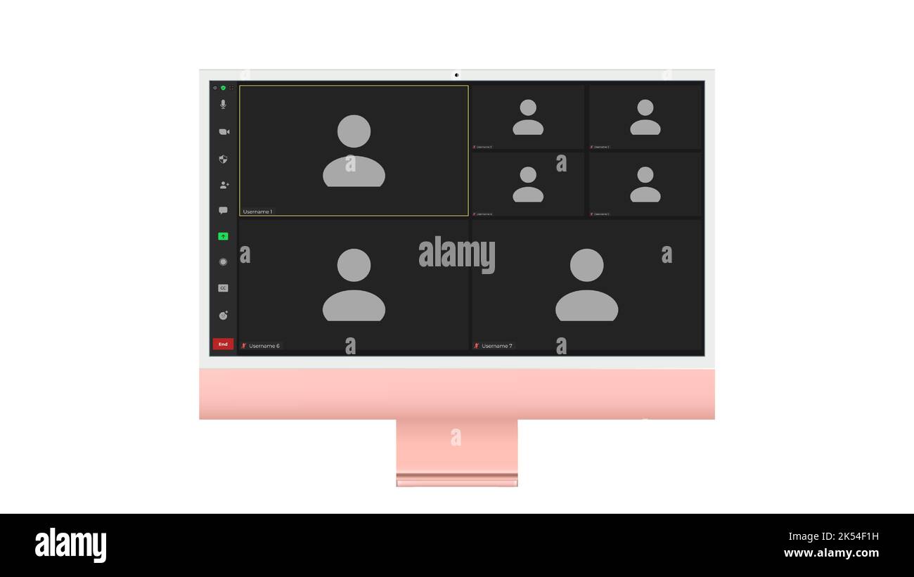 Video conference user interface, Seven users. Video conference calls ...