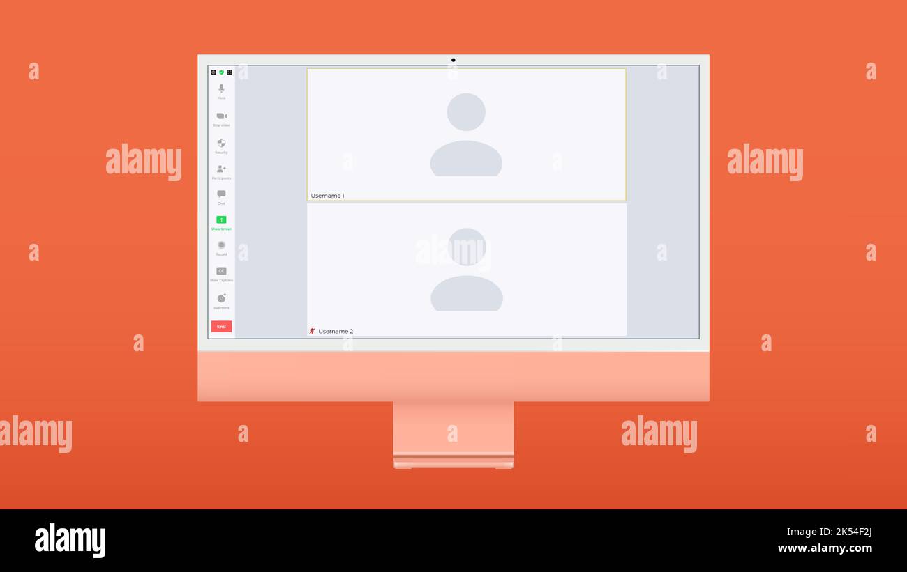 Video conference user interface, two users. Video conference calls ...