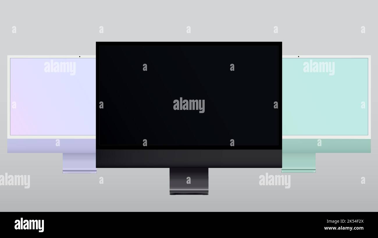 Realistic computer screen mockup. Computer monitor mockup banner ...