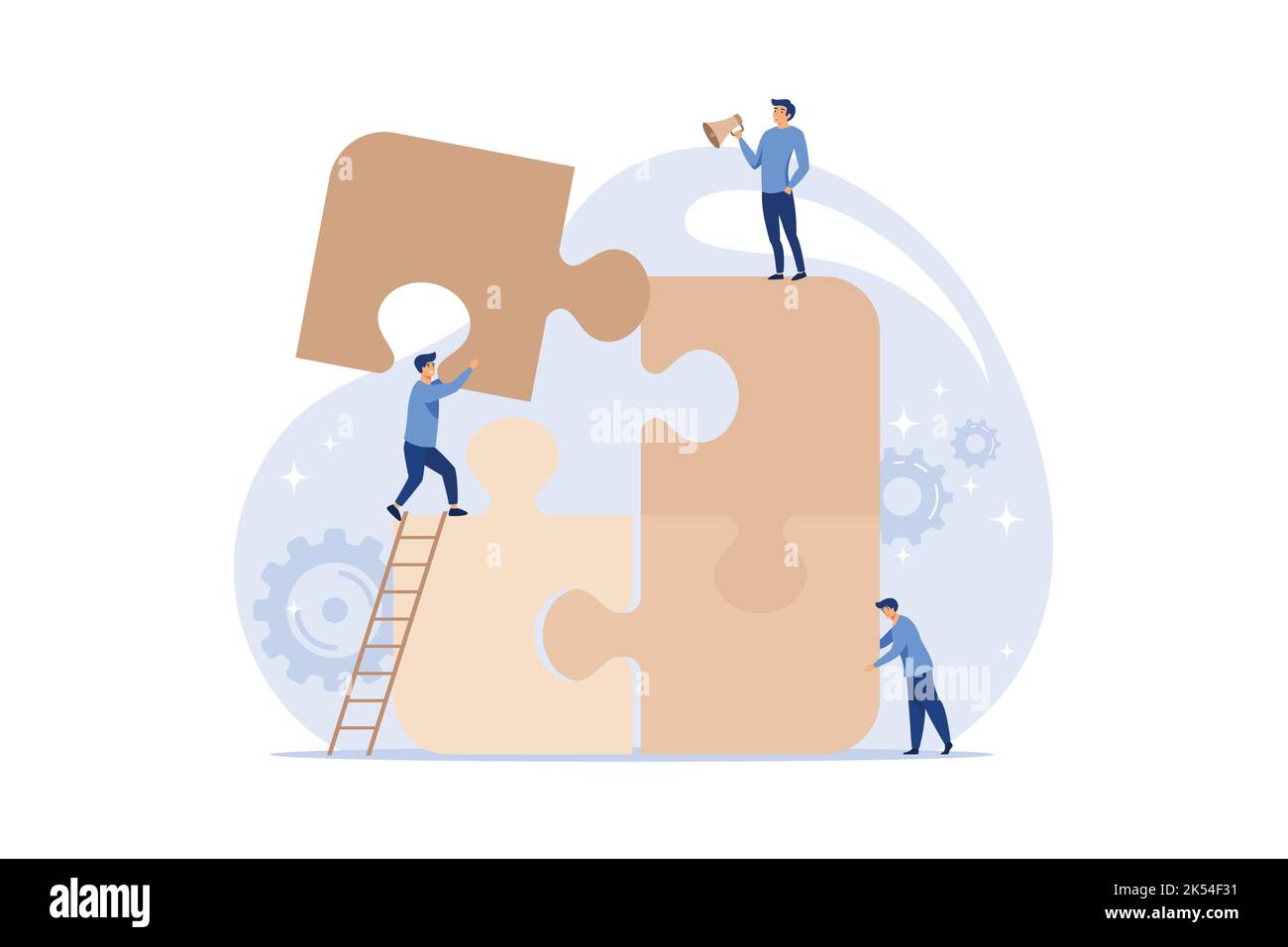 Business concept. Team metaphor. people connecting puzzle elements ...