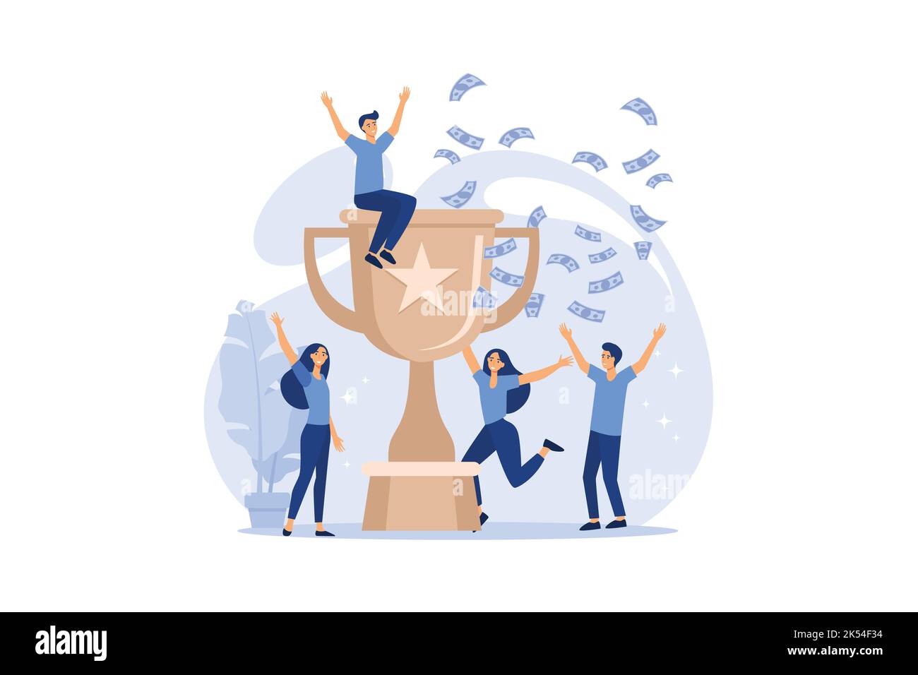 gold cup trophy symbol icon in flat style, team support and work flat ...