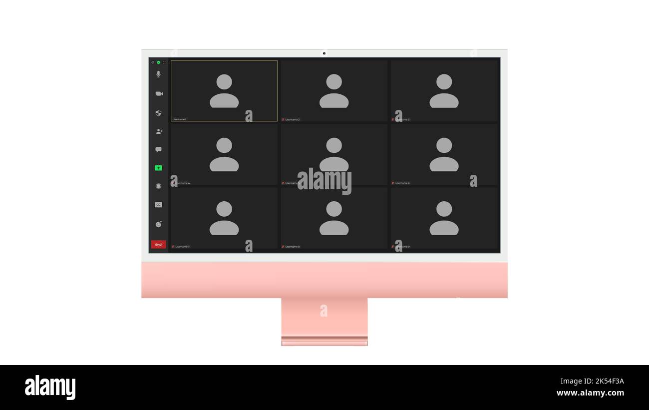 Video conference user interface, Nine users. Video conference calls ...