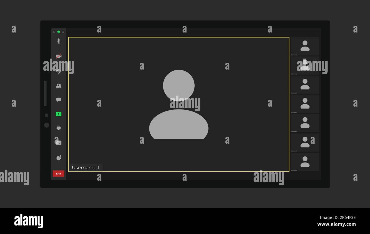 Online video call interface template with user icon. Application for social communication. Video ...