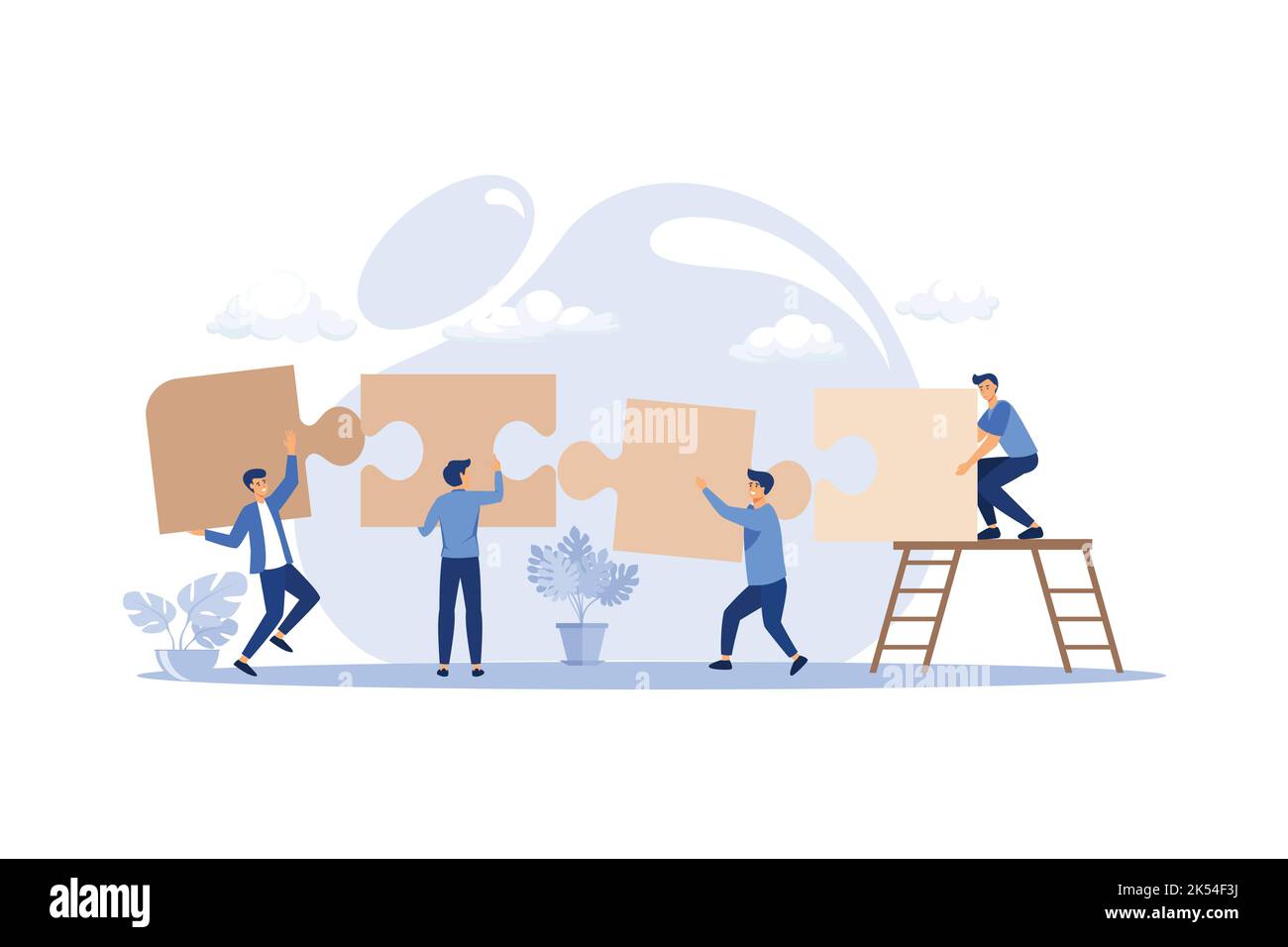 Business concept. people connecting puzzle elements. Symbol of teamwork ...