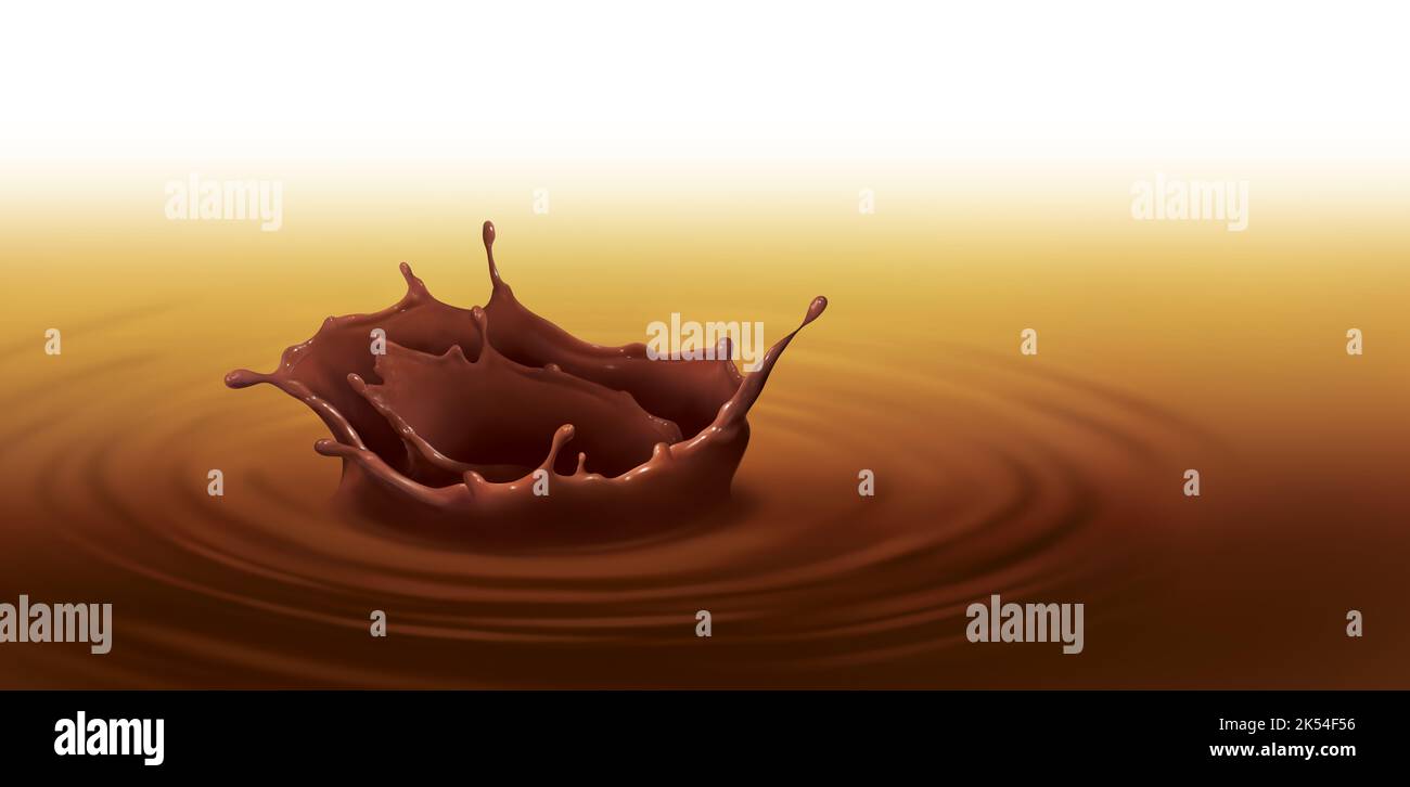 Chocolate splash illustration, isolated on white background, realism ...