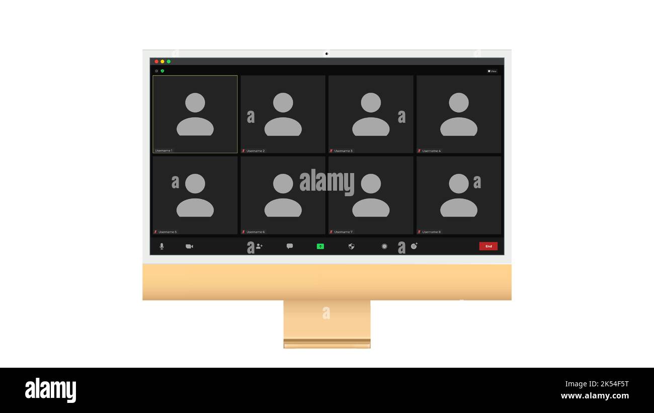 Video conference user interface, Nine users. Video conference calls ...