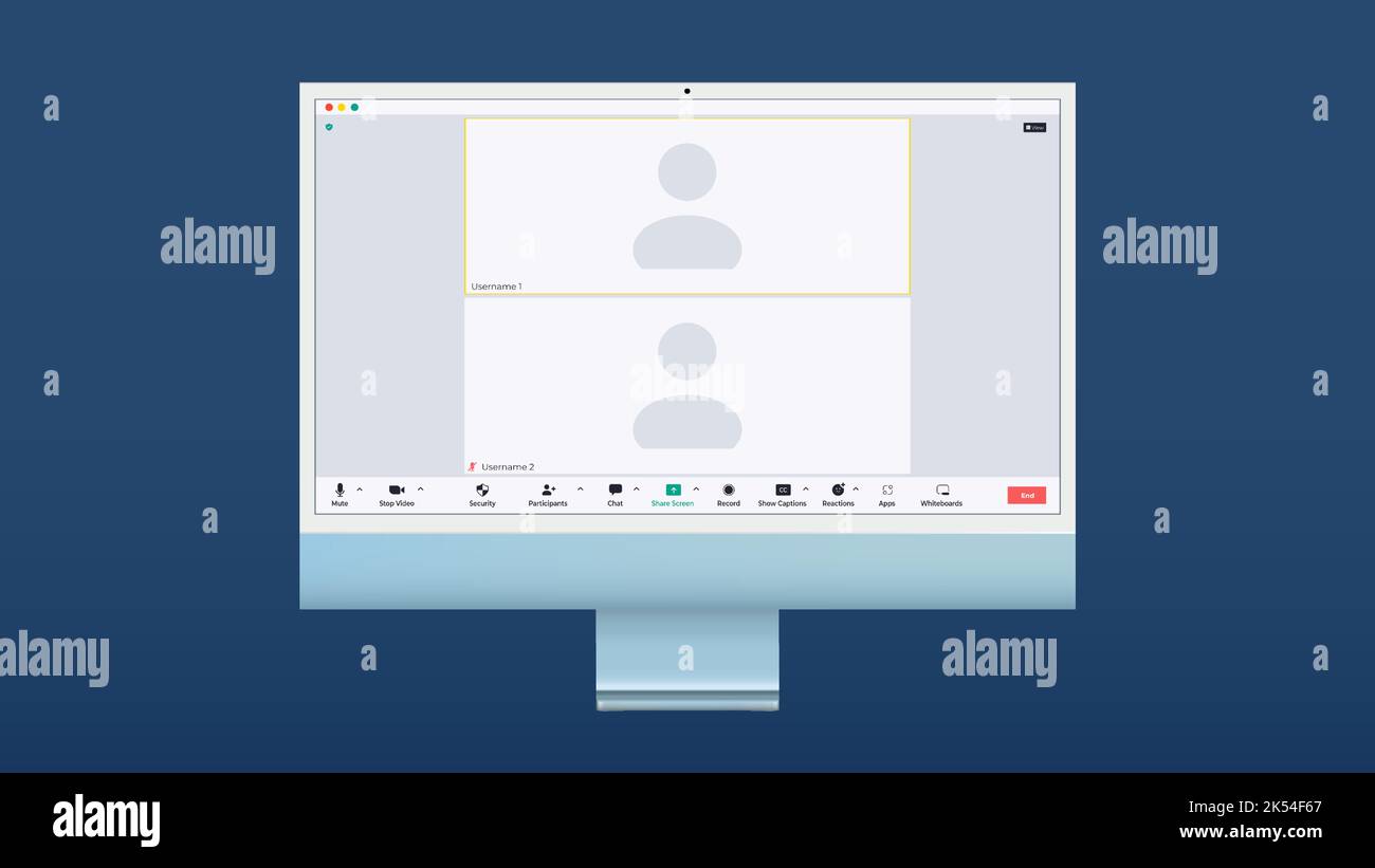Video conference user interface, two users. Video conference calls ...