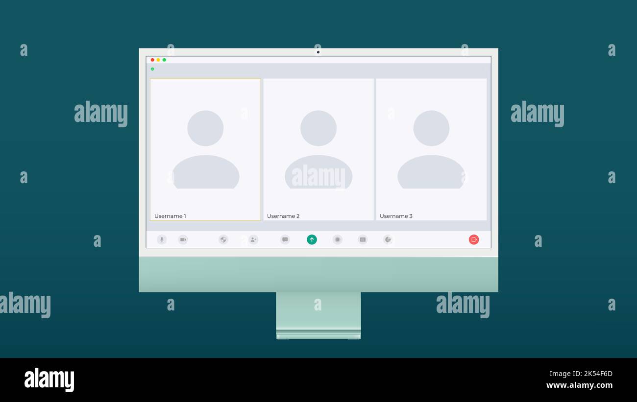 Video conference user interface, three users. Video conference calls ...