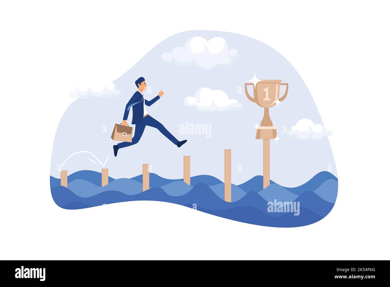 people run to their goal on the column of columns, move up motivation ...