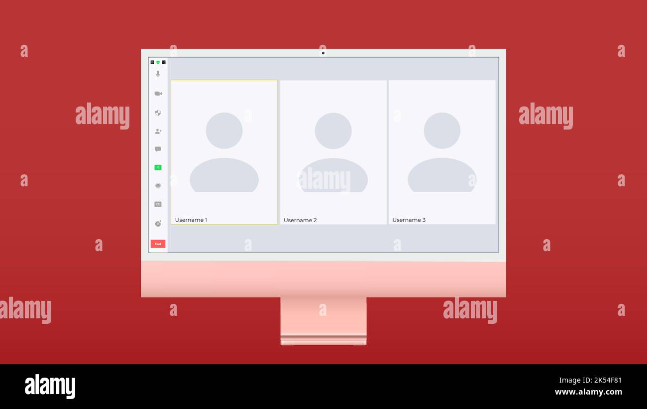 Video conference user interface, three users. Video conference calls ...