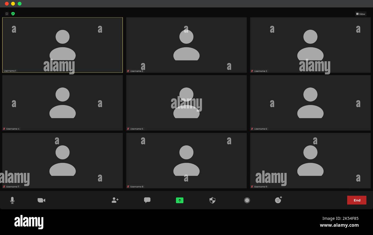 Online video call interface template with user icon. Video calls window ...