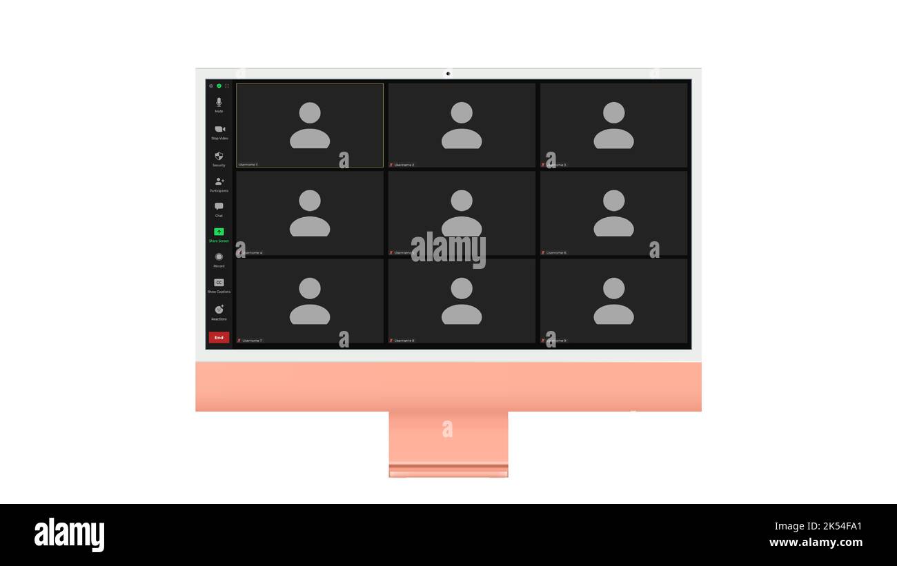 Video conference user interface, Nine users. Video conference calls ...
