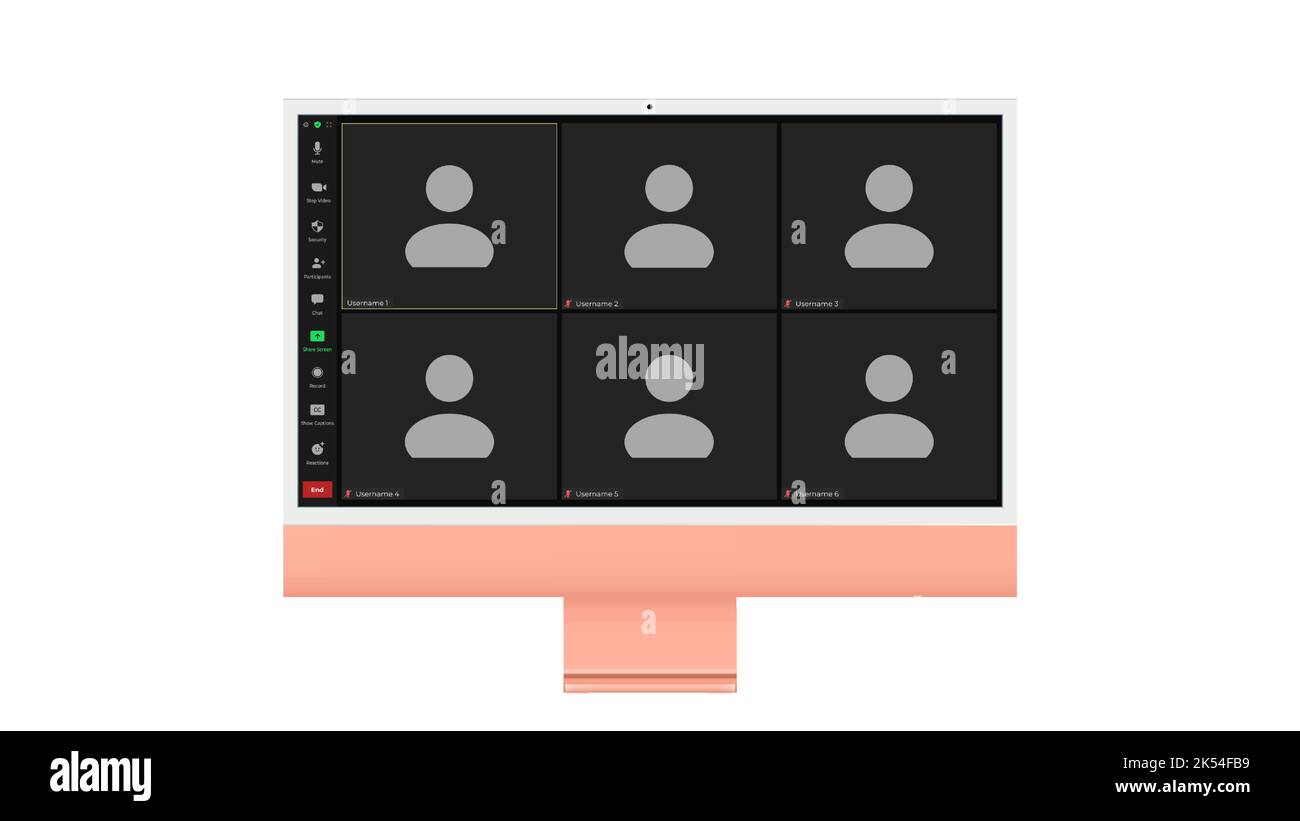 Video conference user interface, Six users. Video conference calls ...