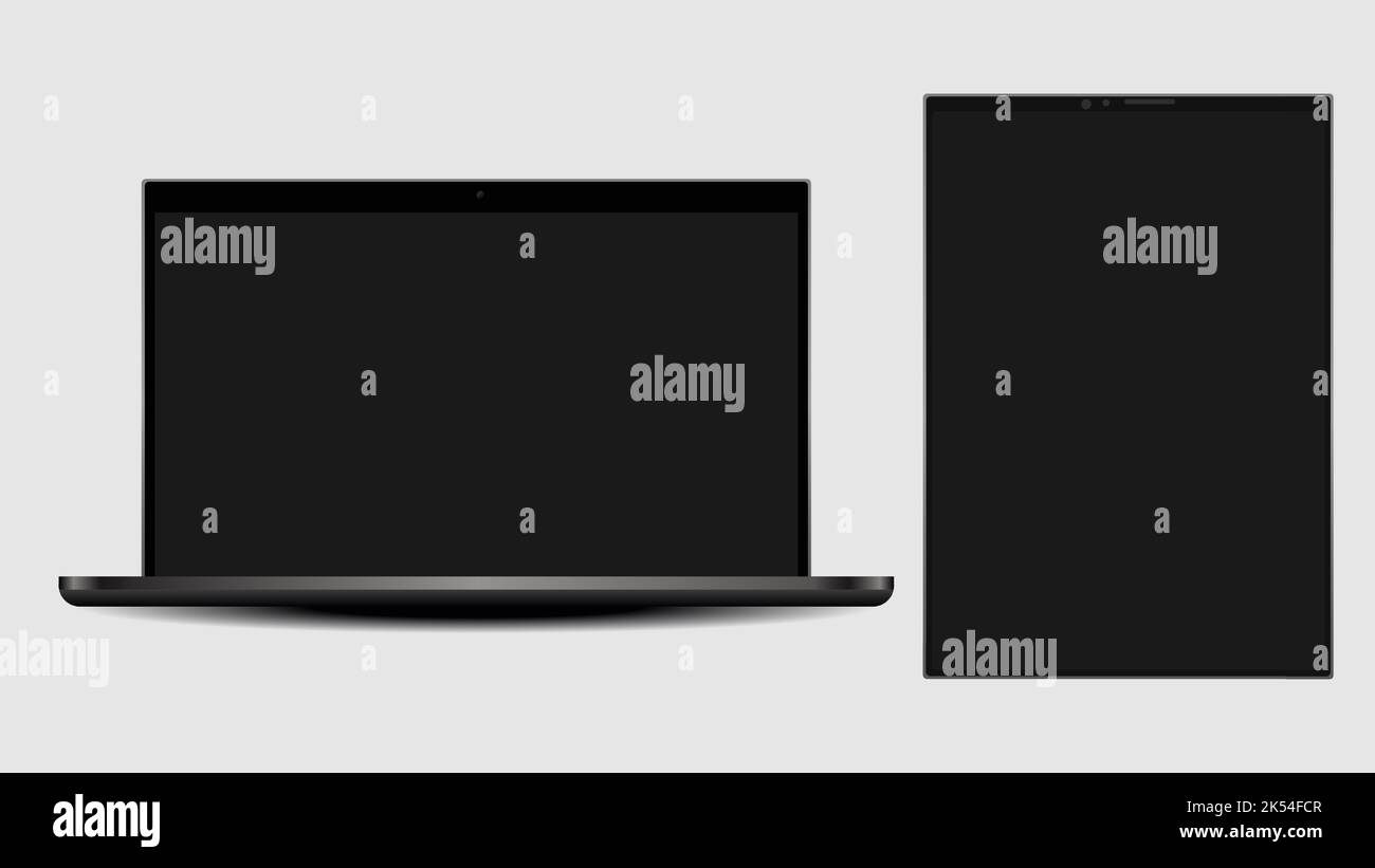 Realistic computer display. Computer monitor mockup banner. Desktop modern computer mock up ...