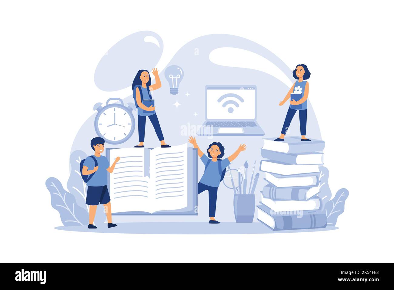 vector graphic elements, teaching children to learn from books and the ...