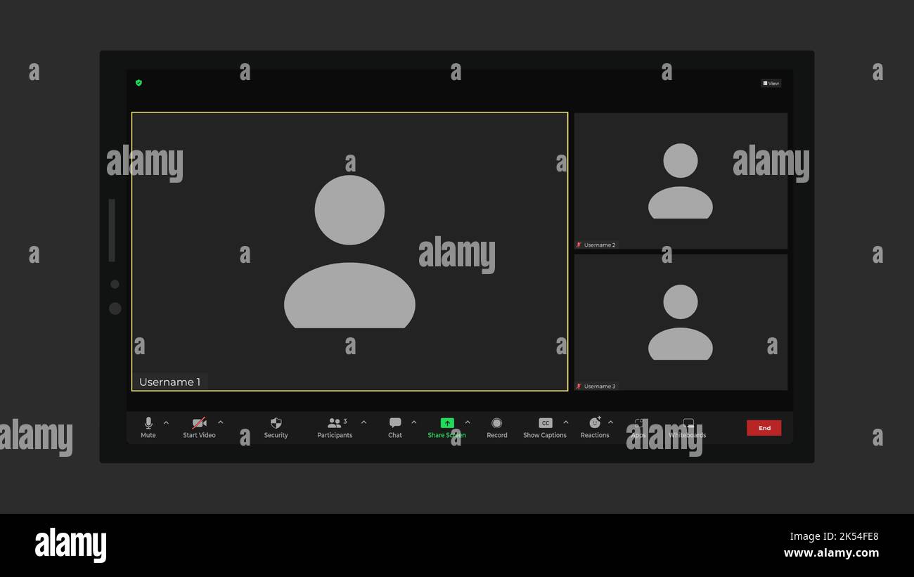 Online video call interface template with user icon. User web video call window. User web video ...