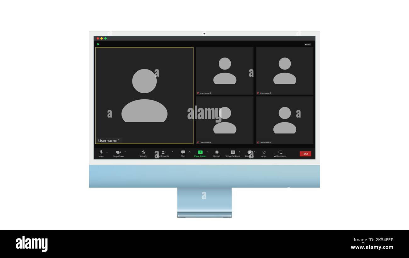 Video conference user interface, Five users. Video conference calls ...