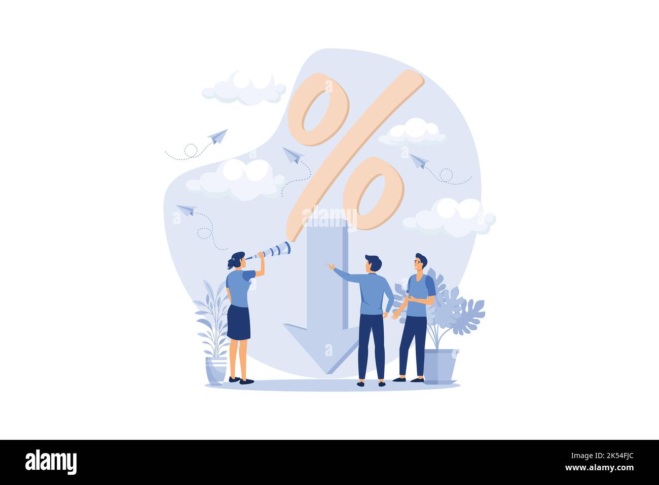 percent presses down arrow, percent drop. flat design modern illustration Stock Vector Image ...